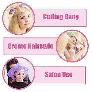 WILLBOND 4 Pcs Long Hair Rollers for Bangs Aluminum Core Curlers Thermal Self Grip Roller for Long and Medium Hair Women Hairstyle(4.1 x 1.2 Inch,Rose Red, Light Pink, Purple, Black)