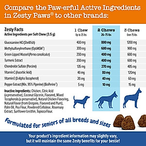Zesty Paws Mobility Bites Joint Supplement for Dogs - Hip and Joint Chews for Dogs - Glucosamine for Dogs, Chondroitin, & MSM + Vitamins C and E for Dog Joint Relief - Adv Chicken - 60 Count