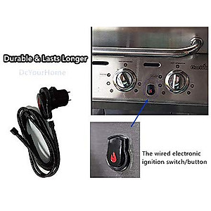 DcYourHome Electronic Igniter Kit Replacement for Char-Broil G511-0055-W1 and Other Char-Broil Models,incl. Ignition Module Ignitor-4 Outlets, and Electronic Ignition Switch/Button