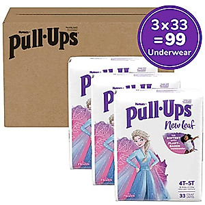 Pull-Ups New Leaf Girls' Disney Frozen Potty Training Pants, 4T-5T (38-50 lbs), 99 Ct (3 packs of 33), Packaging May Vary