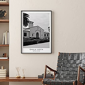 Dear Mapper Chula Vista United States View Abstract Road Modern Map Art Minimalist Painting Black and White Canvas Line Art Print Poster Art Line Paintings Home Decor (Set of 3 Unframed) (16x24inch)