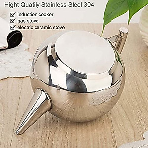 Whistling Tea Kettle Stove Top, Stainless Steel Teakettle, Teapot with Cool Toch Ergonomic Handle and Infuser, Silver (Color : OneColor, Size : 1.5L)