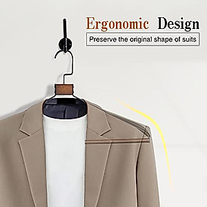Wooden Clothes Hangers Wide Shoulder Suit Hangers Heavy Duty,Metal Hangers for Coat, Jacket,Pant,Dress, Coat Hangers for Closet Pack of 5