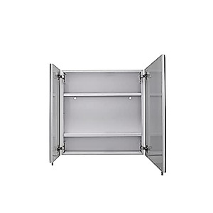 Croydex Oreille Bi-View, Surface Mount, Hang 'n' Lock Easy Installation Medicine Cabinet, 24W x 24H, White Steel