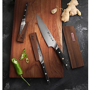 Cangshan TC Series 1021028 Swedish 14C28N Steel Forged 7-Inch Santoku Knife and Wood Sheath Set