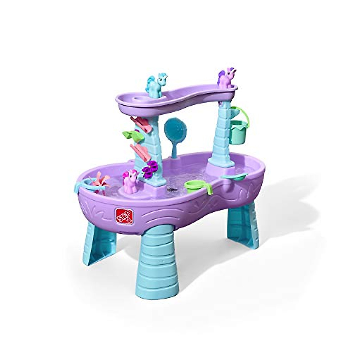 Step2 Rain Showers & Unicorns Water Table – Kids Purple Water Play Table with 13-Pc Unicorn Accessory Set