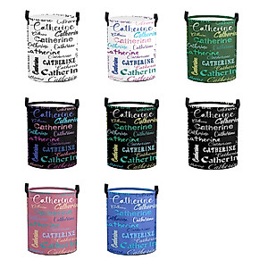 Personalized Laundry Basket Custom Word Art Names Laundry Hamper Collapsible Durable Toys Organizer Storage Bedroom Decor for Boys Girls Adults (Monogrammed 03)