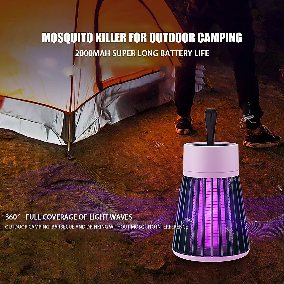 Blarie 4 Pcs Ozzie Mozzie Pro Zapper 2024 Portable Lamp for Camping, Indoors & Outdoors, High Capacity, Integrated Light, Effective Around You