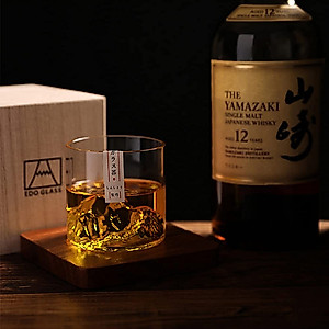 Mountain Whiskey Glasses Old Fashioned Glasses for Drinking Bourbon,Scotch,Cocktails or Tea,Whiskey Rocks Glasses in Gift Box