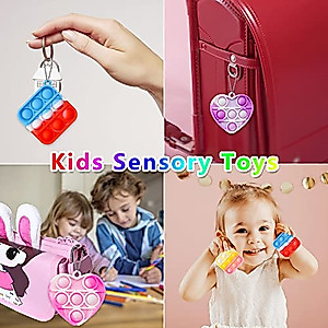 24 Pack Pop Heart Square Keychain It Heart Fidget Toy Kids Party Favors Classroom Prizes Its Push Pops Heart Keychains Bulk Mini Heart Pops Toys for Bos Girls Valentines Day Gifts for Kids Poppers