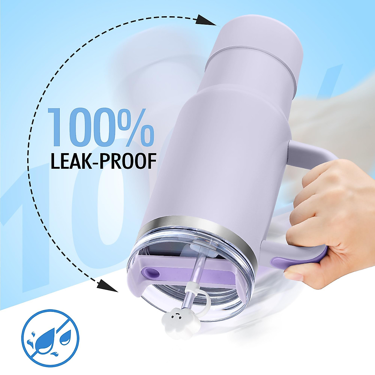 LorinShine 40 OZ Stainless Steel Tumbler with Lid and Straw, Insulated Cup with Handle, Leak Proof Tumbler, Large Water Iced Tea Coffee Bottle for Gift/Travel/Sport/Home