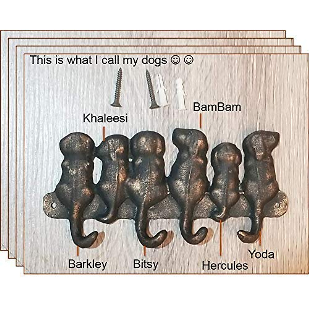 Cast Iron Dog Key Holder for Wall/Dog Key Hook/Rack. Perfect for Dog leashes, Keys, Coats, Bags, Towels, Scarfs & More. Decorative Dog Tail Hanger. (Antique Copper Finish)