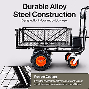 SuperHandy Utility Service Cart Power Wagon Wheelbarrow Electric 48V DC Li-Ion Powered 660Lbs Load and 1000Lbs+ Hauling Capacity Farm and Garden All Purpose Modular Cargo Bed