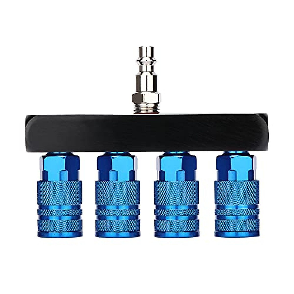 AIRTOON 4-Way Straight Air Manifold Splitter, Line Type Air Compressor Splitter with 4 Couplers and 1/4" MNPT Plug,1/4 Inch NPT Air Fittings