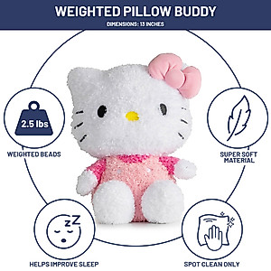 Weighted Hello Kitty Fuzzy Plush Pillow Buddy - 2.5 lbs Super Soft Stuffed Pillow, 13 inches