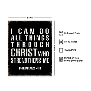 Religious Christian Wall Art & Decor - Catholic Gifts for Men - Scripture Wall Art - Jesus Wall Decor - Bible Verses Wall Decor - Inspirational Spiritual Gifts - I Can Do All Things Through Christ