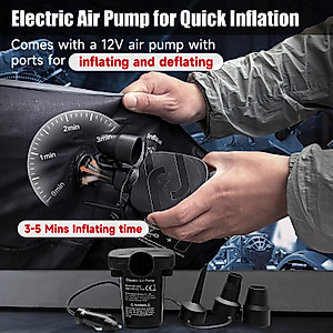 DikaSun Inflatable SUV Air Mattress Bed Car Mattress for SUV, Double-Sided Flocking Travel Camping Bed Car Air Mattress, Car Sleeping Mattress Bed for Universal SUV with Car Air Pump 2 Pillows