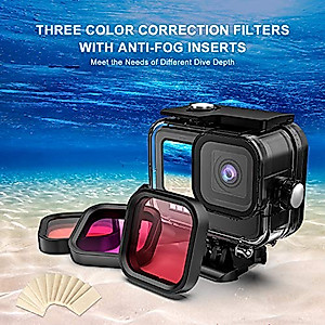 Underwater Waterproof Housing Case Bundle, Waterproof Case+Tempered Glass Screen Protector+ Silicone Case+ Carrying Case+ Anti-Fog Inserts+ Snorkel Filters