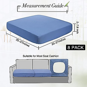 Newwiee 8 Pcs Patio Stretch Sofa Cushion Cover Outdoor Cushion Cover Replacement Couch Slipcover Sofa Seat Cover Flexibility Chair Cushion Cover Furniture Protector (Gray Blue,Waterproof Pure)