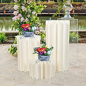 Cabilock Home Decor 1 Set Roman Pillar Statues Greek Columns Figurine Modern Style Folding Paper Pillar Wedding Road with Acrylic Lids for Home Garden Wedding Table Decoration White Office Decor