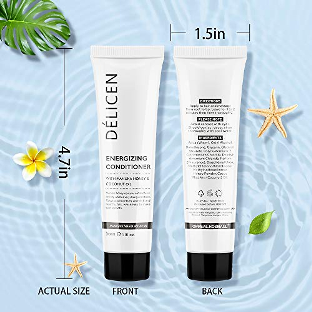 OPPEAL Delicen Energizing Conditioner with Manuka Honey & Coconut OIl in Bulk, Clementine Scent, 1.05 oz x 100 Pack