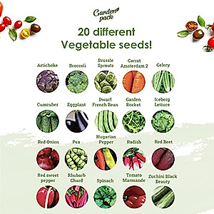 Grow Your Own Vegetables 20 Packet Variety, Garden Pack – High Yield Easy Seed Starter Kit for Growing Veggies at Home – Gardner Set with 8,000 Heirloom Seeds for DIY Outdoor & Indoor Garden…