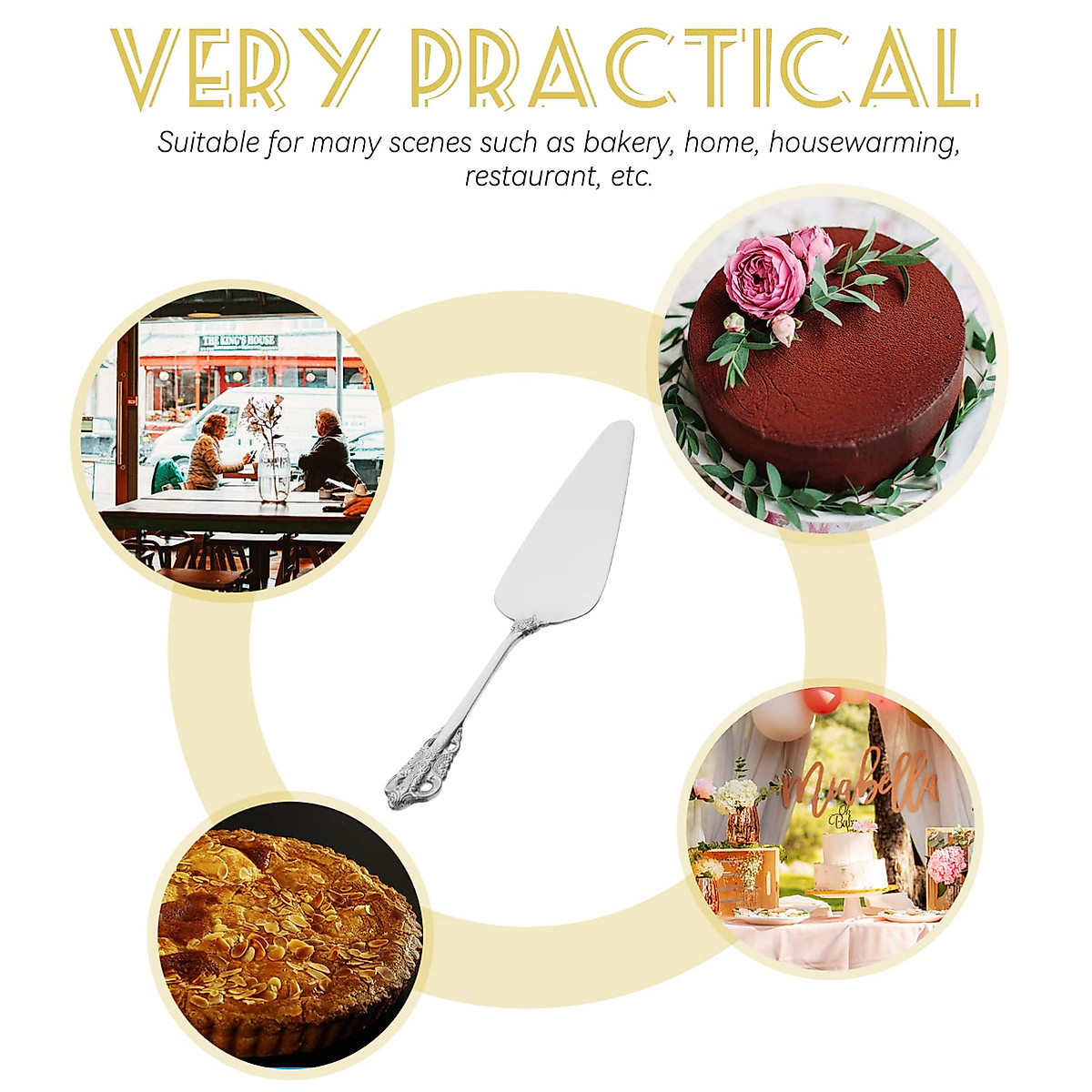 Kichvoe Pie Server Spatula: Stainless Steel Cake Cutter Vintage Dessert Slicer For Celebration Party Wedding Home