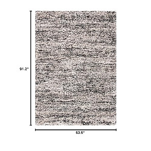 SAFAVIEH Iceland Shag Collection Area Rug - 5'3" x 7'6", Cream & Grey, Modern Design, Non-Shedding & Easy Care, 2.5-inch Thick Ideal for High Traffic Areas in Living Room, Bedroom (ISG519A)