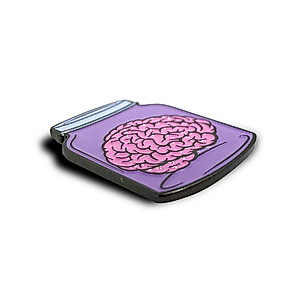 BRAIN IN A JAR PIN - Novelty Funny Brain in a Mason Jar, Cute Enamel Lapel PIN, LAVENDER - 3 cm x 2.7 cm