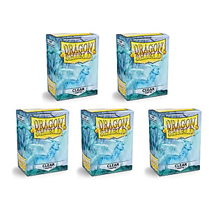 5 Packs Dragon Shield Matte Clear Standard Size 100 ct Card Sleeves Value Bundle!