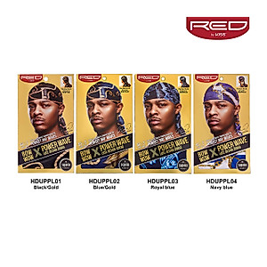 KISS RED Bow Wow Power Wave Luxe Design Durag (Black Gold)