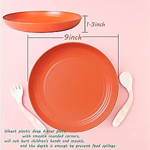 DLF. DONGLINFENG Wheat Straw Plates 6-Piece Unbreakable Wheat Plastic Dinner Plates (Deep Dish/Picnic Plate) 9-Inch