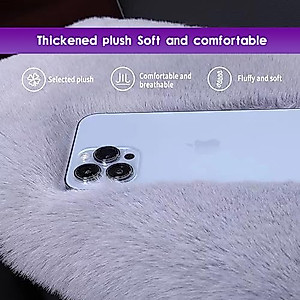 QODOLSI 1 PC Car Armrest Box Mat, 11.81" x 7.87" Soft Faux Rabbit Plush Center Console Elbow Pad, Elastic Back Mount Non-Slip Protective Cover, Product Compatible with Most Car Models (Purple)