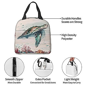 CIOAHYRA Sea Turtle Lunch Bag for Women Men Insulated with Containers Warming Reusable Lunch Box Waterproof Thermal Tote Bag Cooler Bag