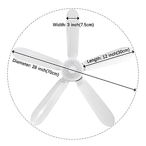 Mengnessly 28" Inch Ceiling Fan AC 110V/DC 12V Indoor Outdoor Gazebo Electric Fans for Tent with Remote Control Portable Hanging Plug in No Light White Bedroom Porch Quiet Small Room RV Garage Dorm