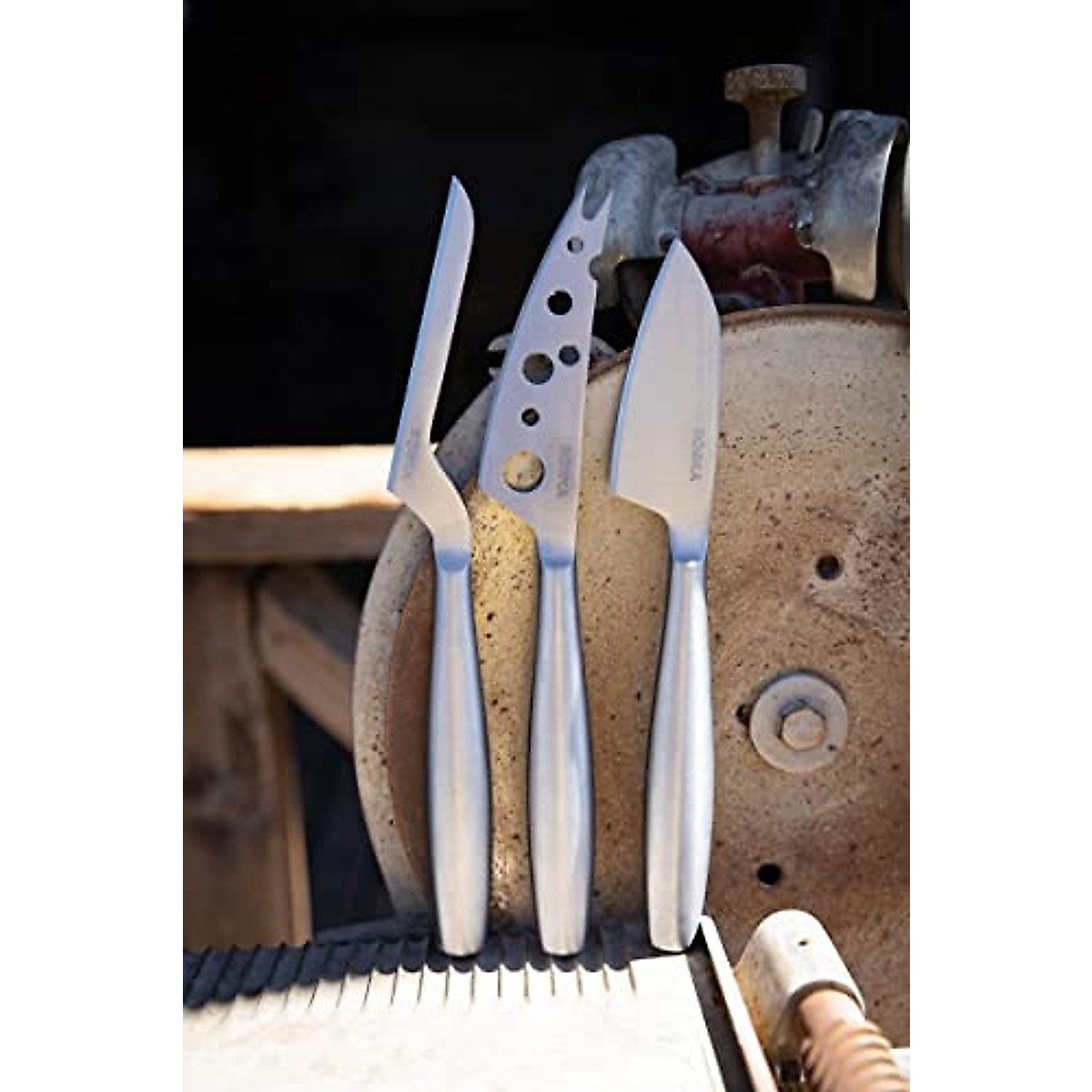 BOSKA Stainless Steel Cheese 3 Knife Set - Copenhagen For All Types of Cheese - Multi-Functional Cheese Slicer - Handheld Slicer - Silver Non-Stick - Dishwasher Safe - For Kitchen Cooking