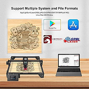 Longer RAY5 Laser Engraver 60W, Laser Engraver 10W Output Power, 32-bit Motherboard, Compresed Spot CNC, App Offline Control, DIY Engraver Tool for Metal/Glass/Wood, Engraving Area 15.7"x15.7"