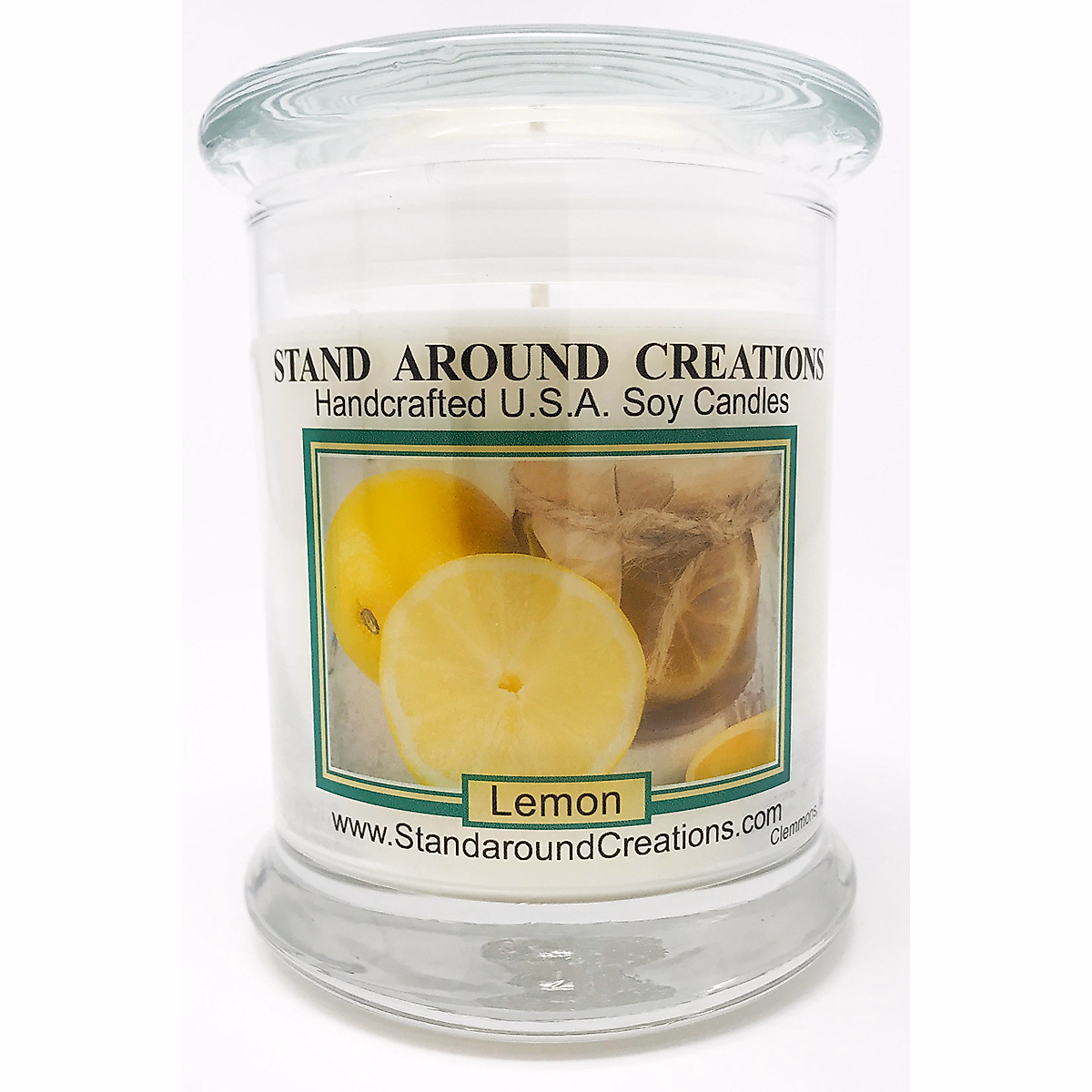 Premium 100% All Natural Soy Candle - 12 oz. Status Jar - Lemon - True to The Name. Made w/Natural Lemon Oil.