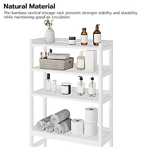 HOOBRO Over The Toilet Storage Shelf, 4 Tier Over Toilet Bathroom Organizer, 23.6" L x 9.4" W x 65.7" H, Space-Saving, Stable, Easy Assembly, for Bathroom, Laundry, Restroom, White WT04TS01G1