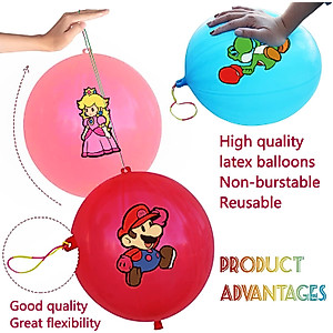 21Pcs Mario Punch Balloons Mario Party Favors for Bounce Balloons, Mario Birthday Party Supplies,Party Balloons for Birthday,Carnival,Prizes,Party Activities,School Rewards,Goodie Bags Fillers