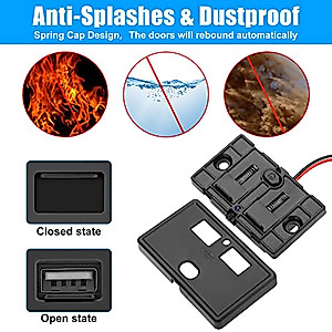 12V USB Outlet, Dual USB Charger Socket, 4.8A USB Car Charger Socket Power Outlet, Waterproof Surface Mount Car Outlet with Power Switch Button, for Marine Boat Motorcycle Truck Golf Cart RV