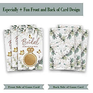 Bridal Shower Scratch Off Card-50 Pack,Eucalyptus Golden Butterfly Green Garden Bride Shower Lottery Game, Activities, and Ideas, Country Wedding, Bridal Lottery Tickets, Wedding Shower Ideas