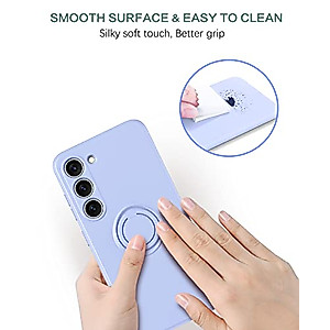 Telaso for Samsung Galaxy S23 Case, Slim Silicone | 360° Ring Holder Kickstand | Support Car Mount | Soft Gel Rubber Hybrid Bumper Samsung Galaxy S23 Phone Case Cover for Girls Women, Purple/Lavender
