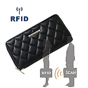 FACAI RFID Women Wristlet Wallet with Credit Card Slots - Travel Wallet Black D