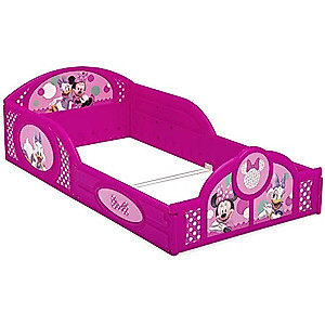 Delta Children Disney Minnie Mouse Plastic Sleep and Play Toddler Bed with Attached Guardrails
