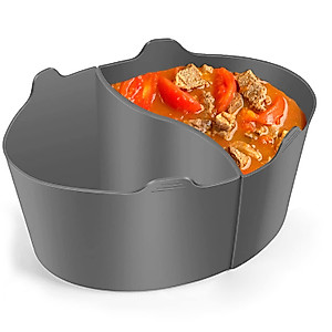 Slow Cooker Divider Liner for 6 QT Crockpot, Food Grade Silicone Reusable Leakproof Crockpot Divider, NON BPA Dishwasher Safe Slow Cooker Liner for 6 Quart Pot (2 Compartments)