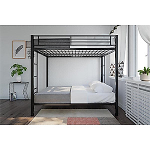 DHP Full over Full Bunk Bed for Kids, Metal Frame with Ladder (Black)