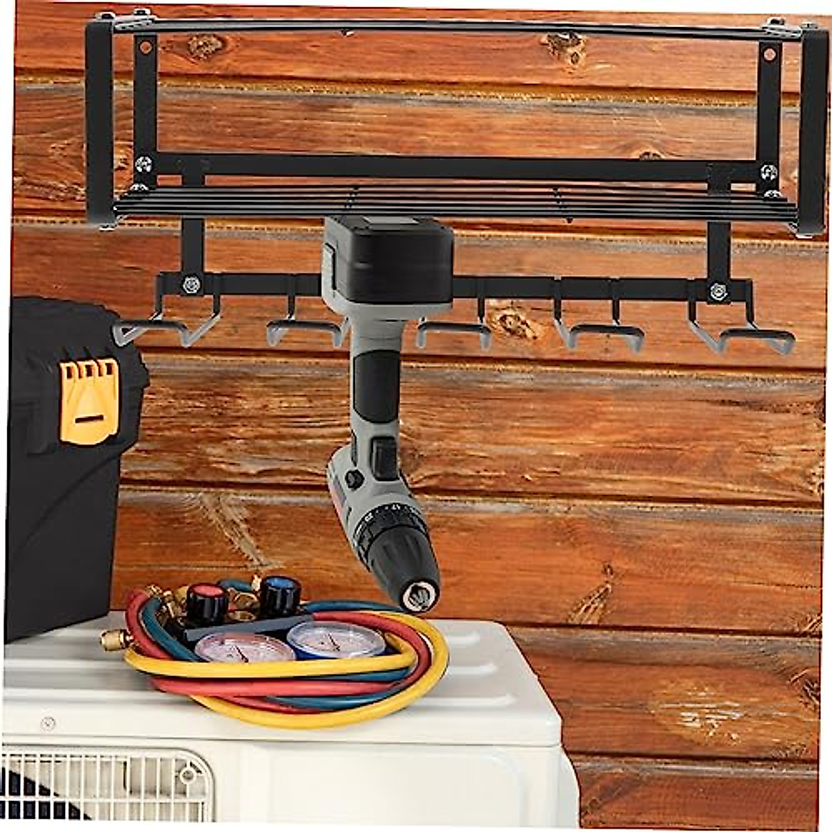 ABOOFAN Electric Drill Storage Rack Heavy Duty Storage Rack Power Screwdriver Cordless Tool Holder Garage Storage Shelves Heavy Duty Garage Organizer Rack Cordless Drill Black Carbon Steel
