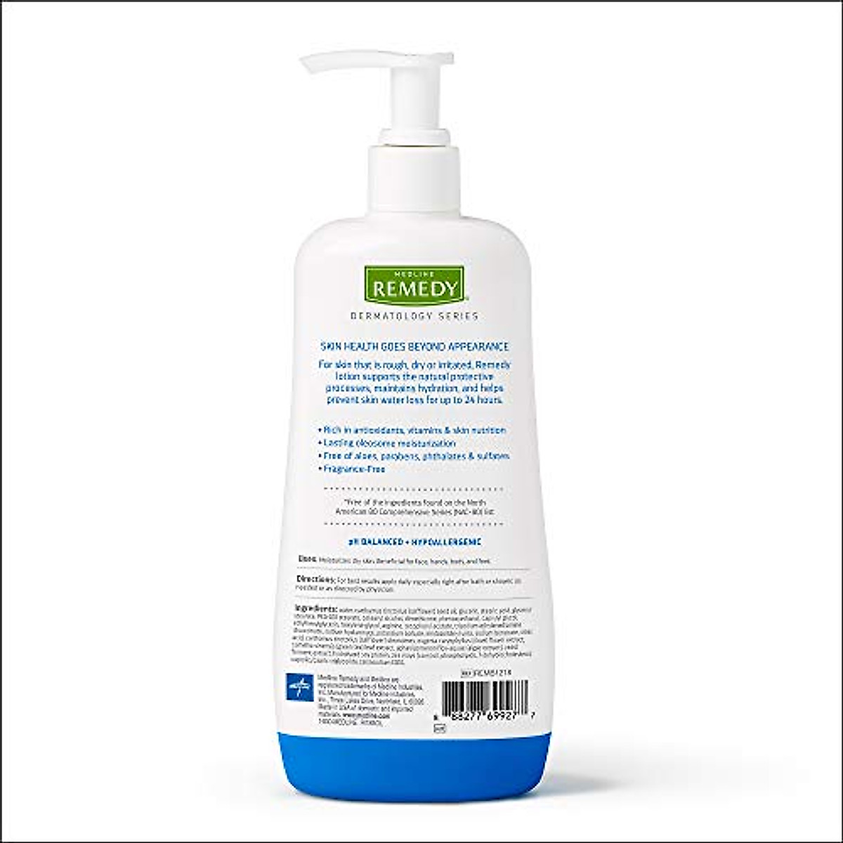 Medline Remedy Dermatology Series Moisturizing Body Lotion, Allergen and Fragrance-Free, Unscented, 12-oz Bottle