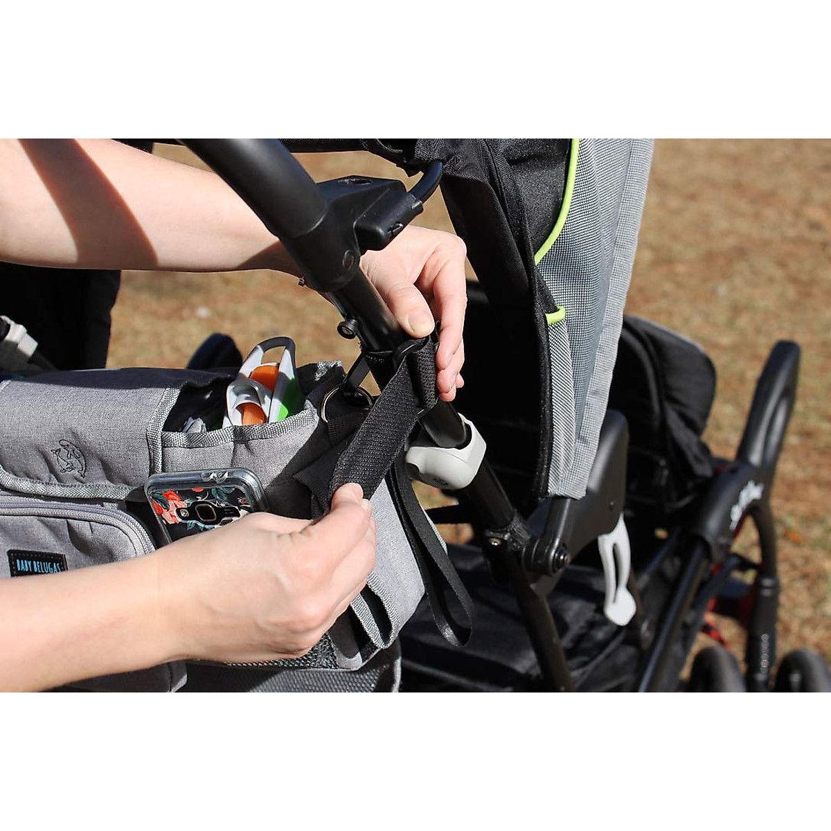 Baby Belugas Universal Stroller Organizer - Increase Your Experience and Travels with our Insulated Cup Holder Detachable, Phone Bag, Non Slip Strap & Shoulder Strap, Universal Fits Many Stroller